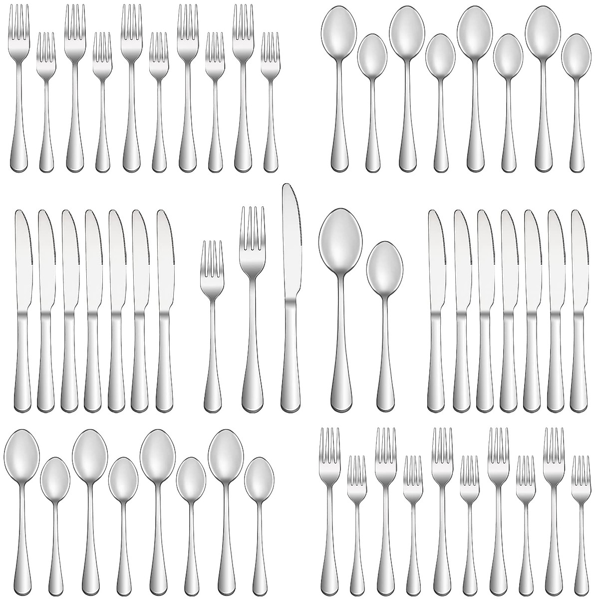 40 Piece Silverware Set Service for 8,Premium Stainless Steel Flatware Set,Mirror Polished Cutlery Utensil Set,Durable Home Kitchen Eating Tableware Set,Include Fork Knife Spoon Set,Dishwasher Safe