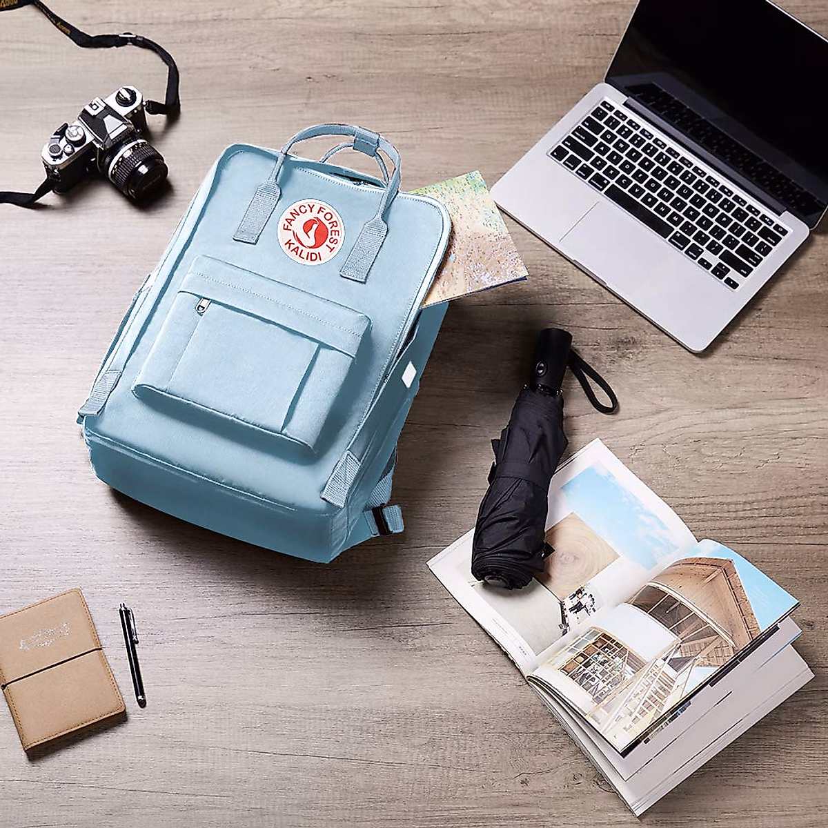 KALIDI Casual Backpack for Women,15 Inches Laptop Classic Backpack Camping Rucksack Travel Outdoor Daypack College School Bag (Light Blue)