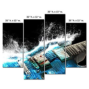 Guitar in Blue and Waves Looks Beautiful Wall Art Painting The Picture Print On Canvas Music Pictures for Home Decor Decoration Gift