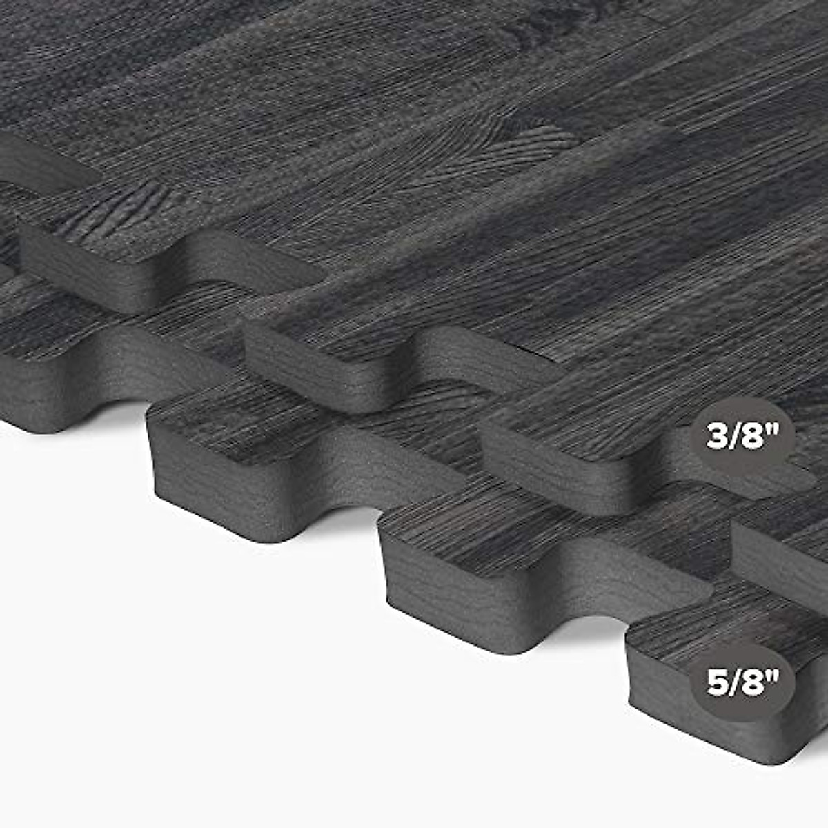 Forest Floor 3/8 Inch Thick Printed Foam Tiles, Premium Wood Grain Interlocking Foam Floor Mats, Anti-Fatigue Flooring – Stylish Flooring Solution, Carbon, 100 Sq Ft