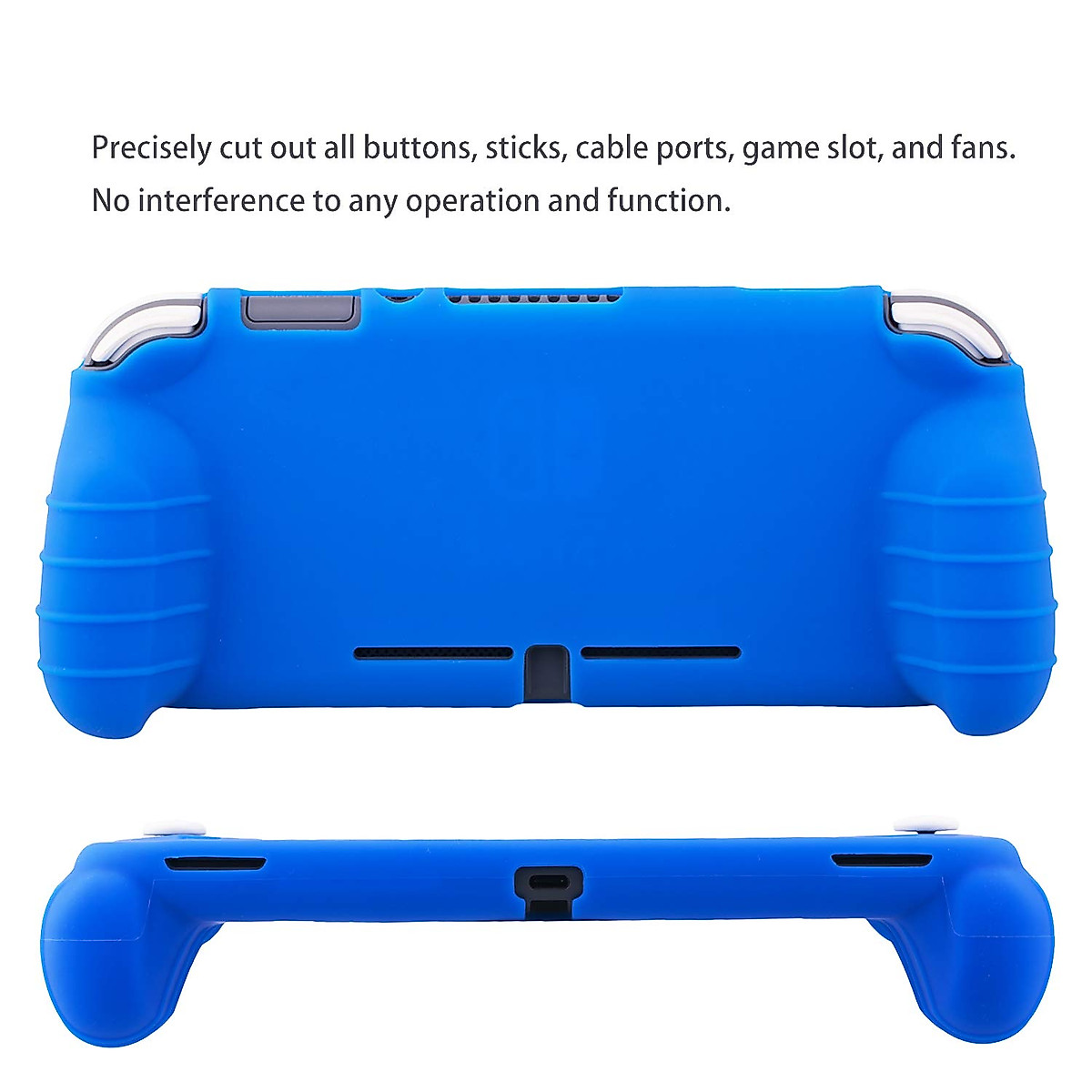 YoRHa Handle Grip Soft Silicone Rubber Protective Cover Case (Blue) x 1 for Nintendo Switch Lite [9.2019 Slim Model]