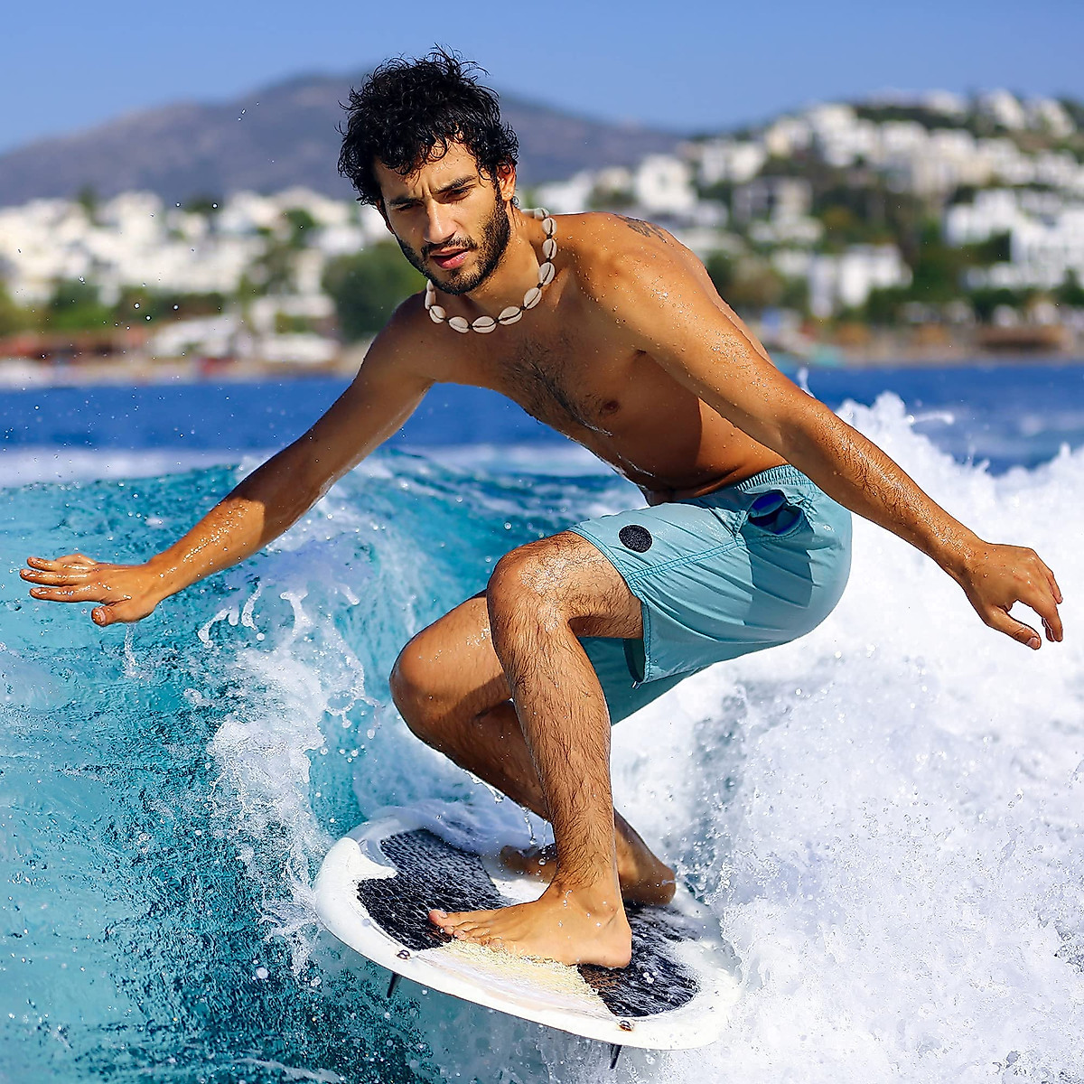 UPSERA Seashell Necklace 15 to 28 inches, Natural Cowrie Shell Necklace with Premium Rope - Modern Choker Shell Necklaces For Women, Adjustable Length Beach Necklaces for Women and Men - Black