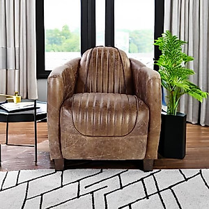 Acme Brancaster Chair in Retro Brown Top Grain Leather and Aluminum