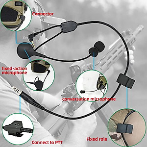 COMBATGEAR Y cable Connector Boom Mic U94 PTT for Howard Leight Safety Earmuffs,Compatible with Sordi Supree Pro X Earmuffs Convert into Communicated Headset