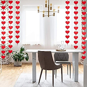 Adeeing 100 Felt Red Hearts Garland Valentines Day Decoration No DIY Required Red Heart Hanging String Garland 4 Pack for Home Wedding Anniversarty Bridal Shower Party Supplies Photo Backdrop