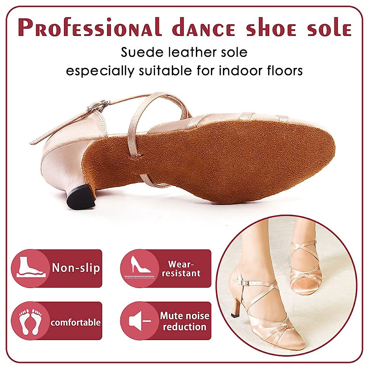 VCIXXVCE Women's Smooth Ballroom Dance Shoes Closed Toe Satin Nude 2 1/3" Heel Ladies Latin Salsa Waltz Dancing Shoes,5 US