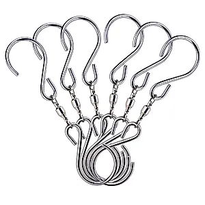 HS's Creation 6 Pack Dual Swivel S Hooks for Indoor Outdoor Organization Spinning Hanger Wind Chimes Spinner Prism Windsocks Hanging Plant Hanging Crystal Ornaments Rainbow Maker Pendant Etc.