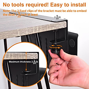 LUKETURE Desk Side Storage, Under Desk Storage, Steel Hanging Desk Organizer, Laptop Holder, with Pen Holder, Desk Storage Holder for Office and Home (Black 1 Tier)