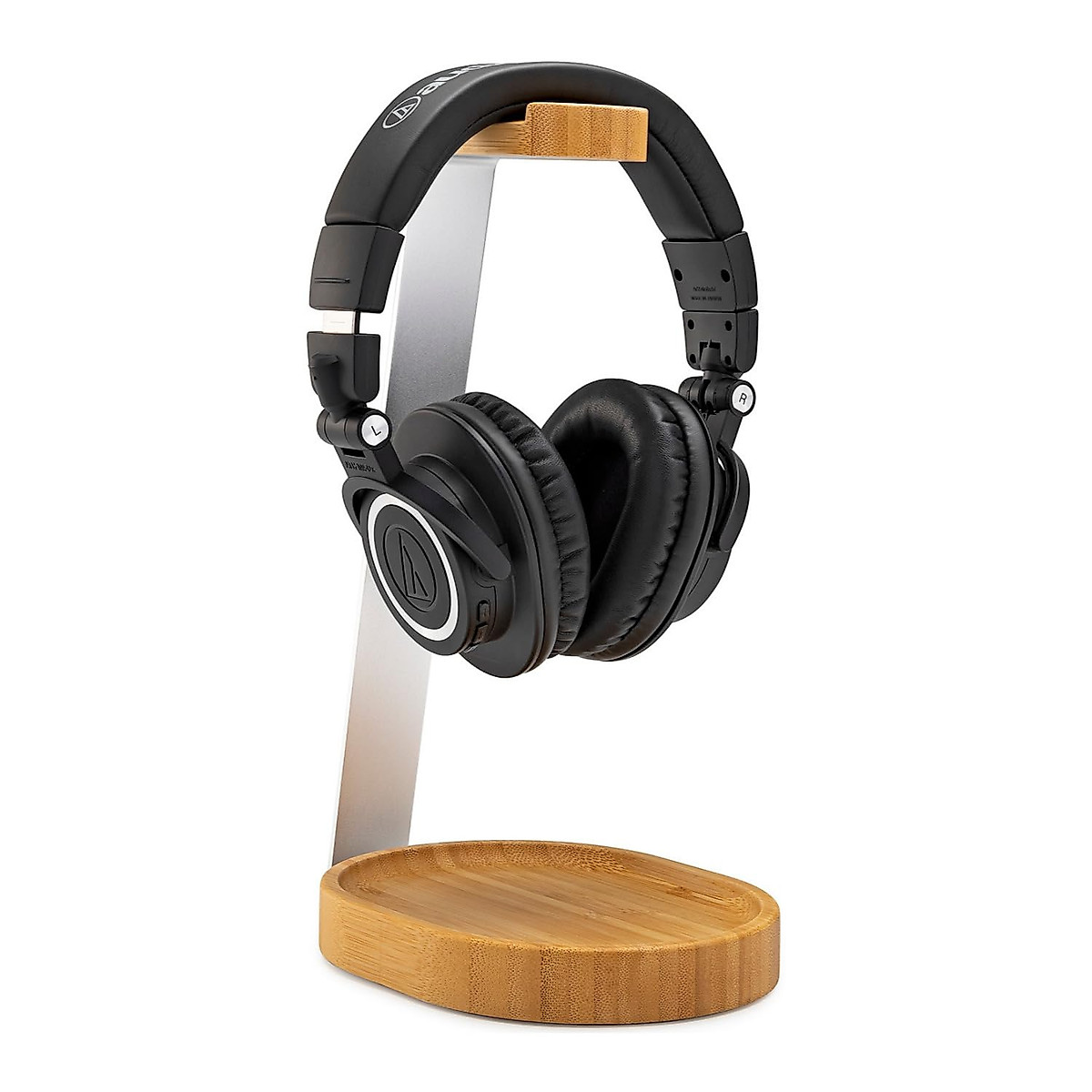 Audio-Technica ATH-M50X Studio Headphones Bundle with Knox Gear Wooden Stand and Protective Case (3 Items)