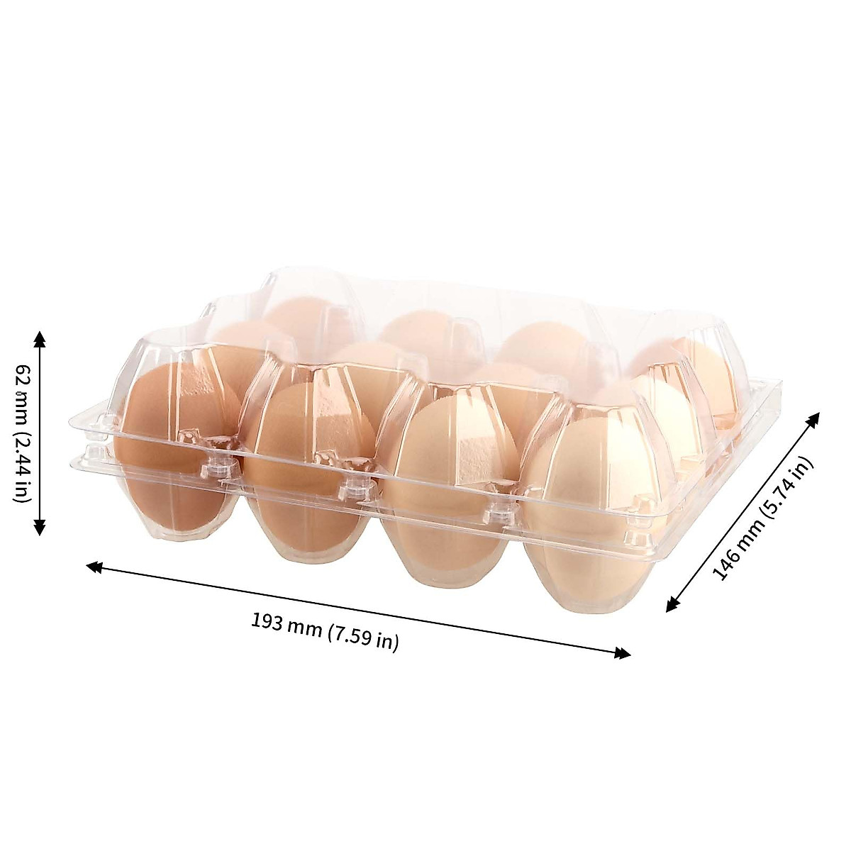JAPCHET 100 Pack Plastic Egg Cartons, Clear 12 Egg Cartons Dozen Plastic Egg Carton Bulk for Kitchen, Fridge, Market and Farms