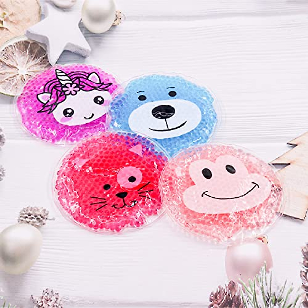 Boo Boo Gel Ice Packs, Kids Ice Packs, Hot Cold Kids Ice Pack, Cold Pack, Cold Therapy and Pain Relief for Minor Cuts, Pain Relief for Kids Injuries, Reusable Gel Ice Packs (4 pcs 5 * 5 inch)