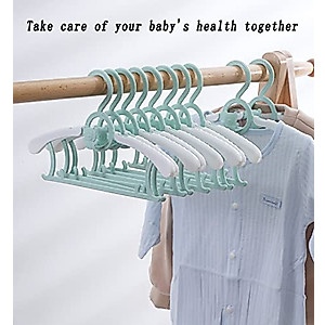 Baby Hangers 20pcs Adjustable Non-Slip Children Baby Nursery Closet Hangers Children Coat Hanger Extendable Laundry Infant Hangers for Girl Boy Toddler Child Newborn Laundry Gifts(20 pcs, Brown+Green)