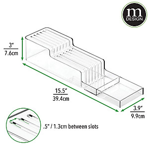 mDesign 2-Tier Plastic In-Drawer Knife Block - Storage and Organizer for Knives - Holds Up To 12 Knives - For Kitchen Drawers - Clear