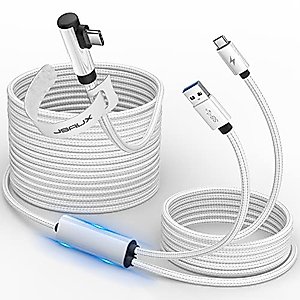 JSAUX Link Cable 16 FT Compatible with Oculus Quest 2 Accessories【 Charging While Playing | Play All Day Without Battery Pack 】 USB 3.0 High Speed Charger Compatible with Quest 2 1 Pro Pico 4 -White