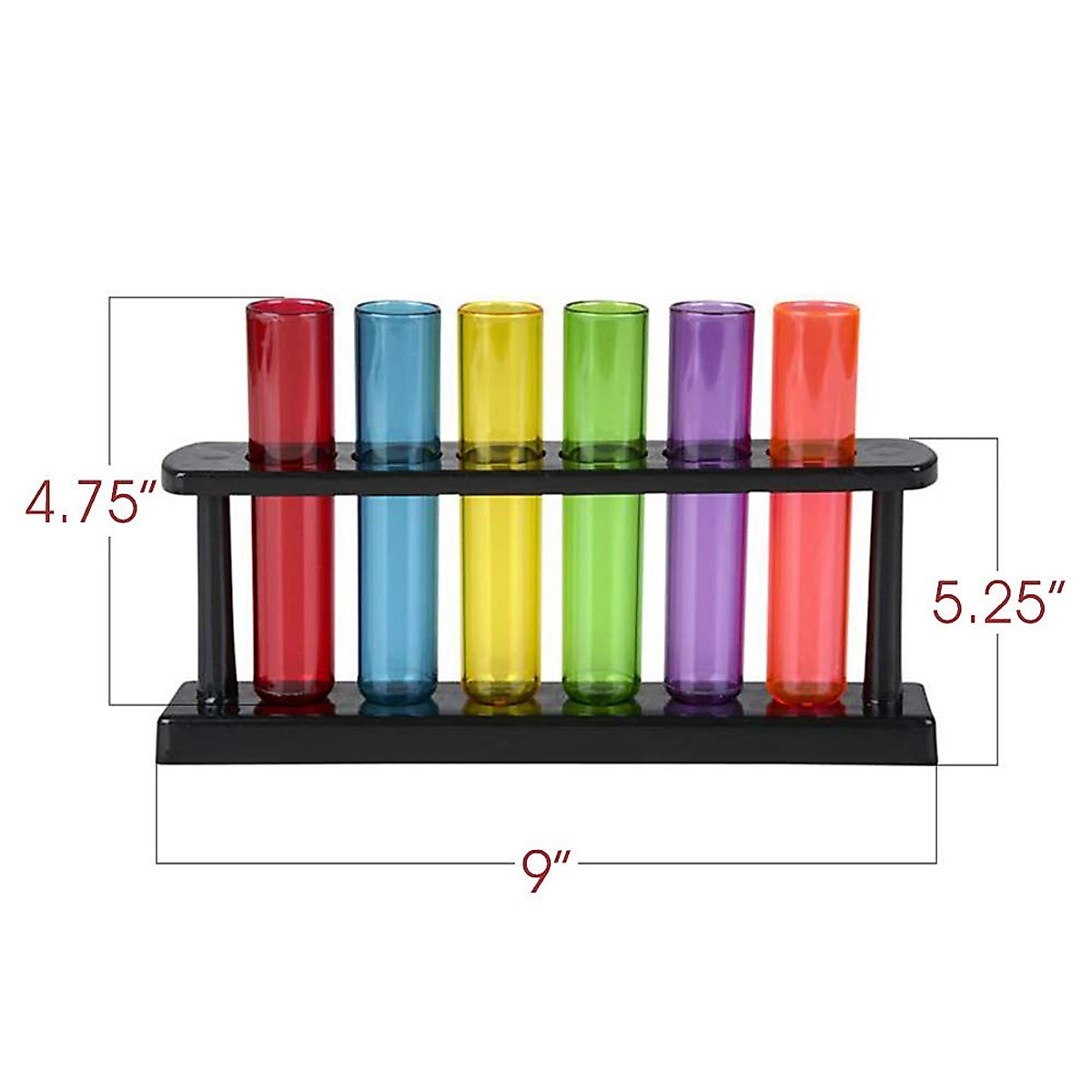 ArtCreativity Test Tube Glass Set, 6 Plastic Laboratory Glasses with Carry Tray, Funny Scientific Gifts for Adults, Cool Chemistry Graduation Gag Gift, Unique Drinking Gifts for Men and Women