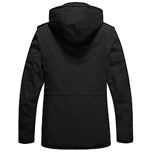 WenVen Men's Heavy Military Sherpa Lined Hooded Parka Jacket Winter Coat Black M