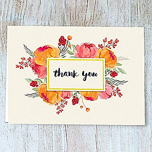 Fresh &amp; Lucky 40 Thank You Cards With Yellow Envelopes - Multiple Watercolor Floral Graphic Designs - Perfect For Wedding Gifts, Birthday Gift, Party Invitations, Business Events, Donation Events And Any Occasions