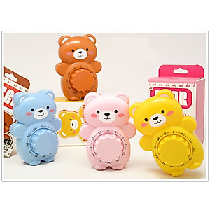 Golandstar Cute Cartoon Bear Timers 60 Minutes Mechanical Kitchen Cooking Timer Clock Loud Alarm Counters Manual Timer (Brown)