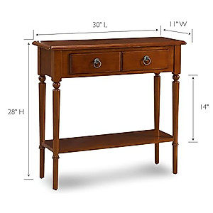 Coastal 30 in. Solid Wood Hall Console Table with Drawer Storage, Pecan Brown – Leick Home, 20027-PC