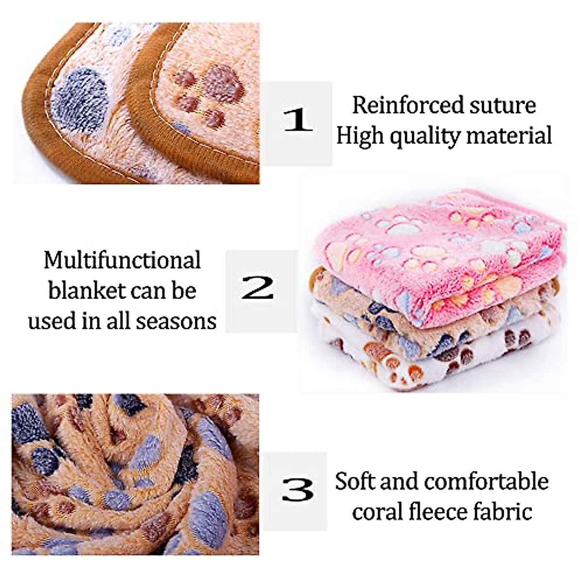 IAIGOGO Guinea Pig Blanket 3 Pack Small Animal Fleece Cage Liners Pet Warm Sleep Bedding Mat Hamster Carpet Bath Towel Quilt Cage Pad for Hamster Rabbit Ferrets Chinchillas