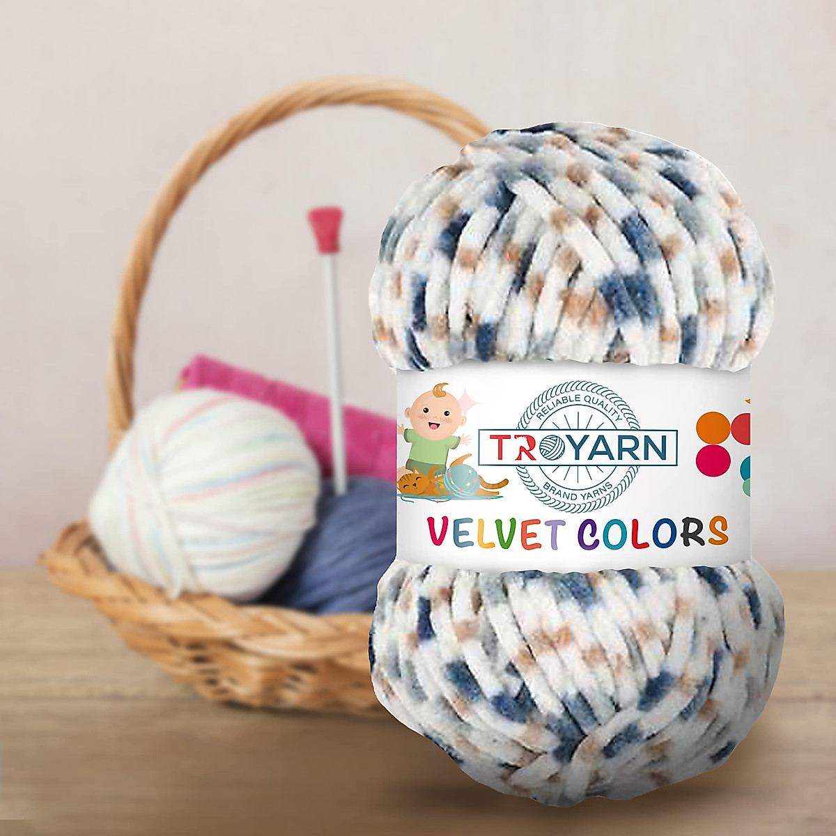 Troyarn Velvet Colors Chenille Baby Blanket Yarn Amigurumi Yarn for Crocheting and Knitting Super Bulky 100 gr (131 yds) (10220)