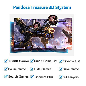 IDYNIREL 3D Pandora Box 60S Arcade Games Console for TV&PC&Projector, 26800 Games Installed Plug and Play Games Machine, 1280x720 Full HD, Search/Save/Hide/Pause Games, Favorite List, 1-4 Players……