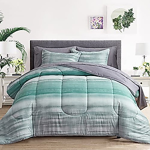 Joyreap 6 Piece Bed in a Bag Twin, Light Gray Stripes Reversible Design, Microfiber Comforter Set for All Season- 1 Comforter, 2 Pillow Shams, 1 Flat Sheet, 1 Fitted Sheet, 1 Pillowcase