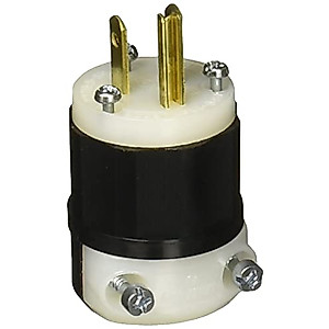 Leviton 5266-C Black-White, 15 Amp, 125 Volt, Industrial Grade, Plug, Straight Blade, Grounding, 1 Pack