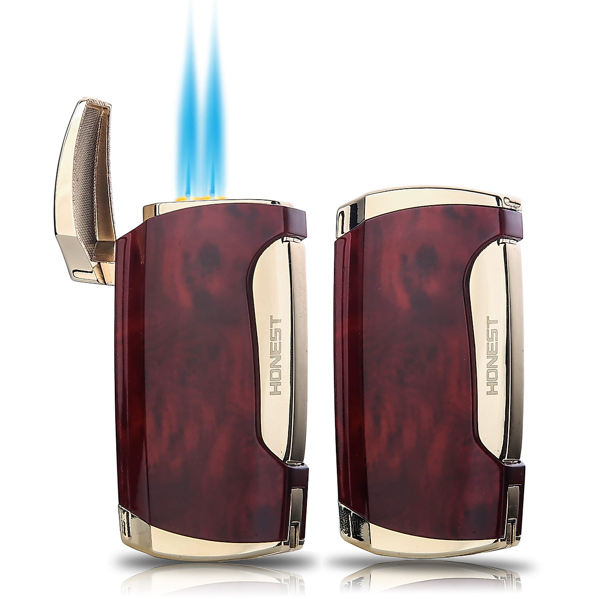 Torch Lighter Double Jet Flame Lighter (2PCS Brown)
