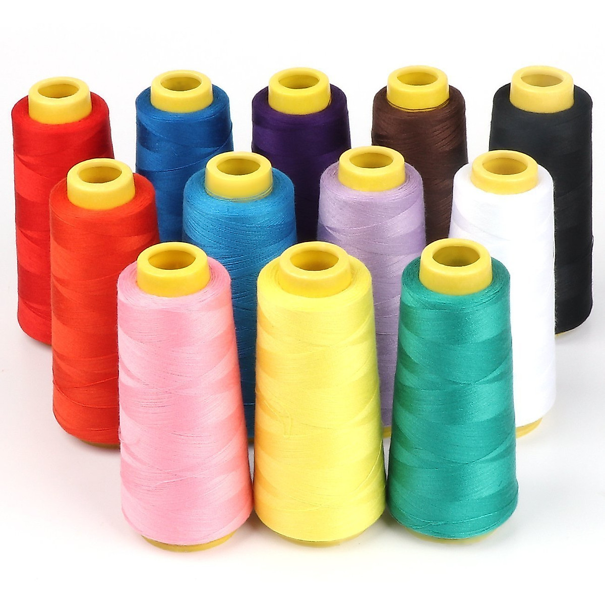 AK Trading 4-Pack White All Purpose Sewing Thread Cones (6000 Yards Each) of High Tensile Polyester Thread Spools for Sewing, Quilting, Serger Machines, Overlock, Merrow & Hand Embroidery