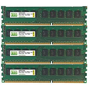 32GB (4x8GB) DDR3-1600MHz PC3-12800 ECC UDIMM 2Rx8 1.35V Unbuffered Server Memory by NEMIX RAM
