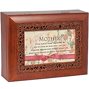 Cottage Garden Mother Woodgrain Ornate Music Box Plays Wind Beneath My Wings