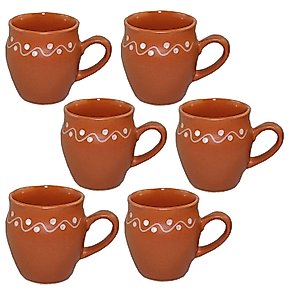 Odishabazaar Ceramic Kulhar Kulhad Cups Traditional Indian Chai Tea Cup Set of 6 Tea Mug Coffee Mug (#5)