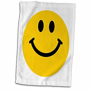 3D Rose Yellow Smiley Face-Cute Traditional Happy Smilie-1960S Hippie Style-Smiling On White Hand/Sports Towel, 15 x 22