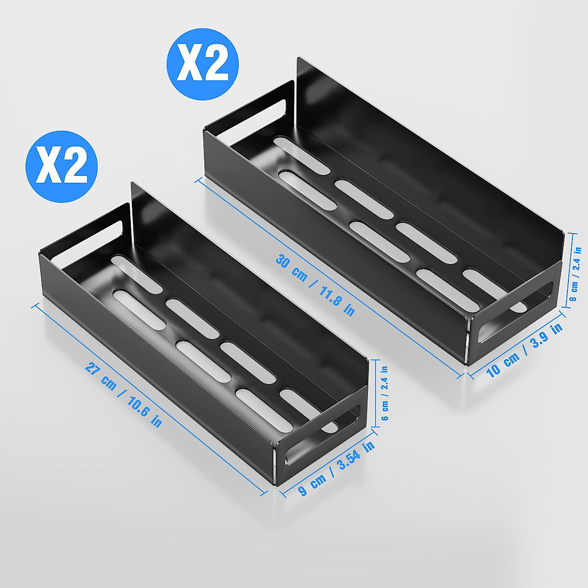 BIETCR Magnetic Spice Rack For Refrigerator , Metal magnetic fridge shelf，Strong magnetic shelves For Refrigerator and Microwave Oven（4 Pack，Black ）