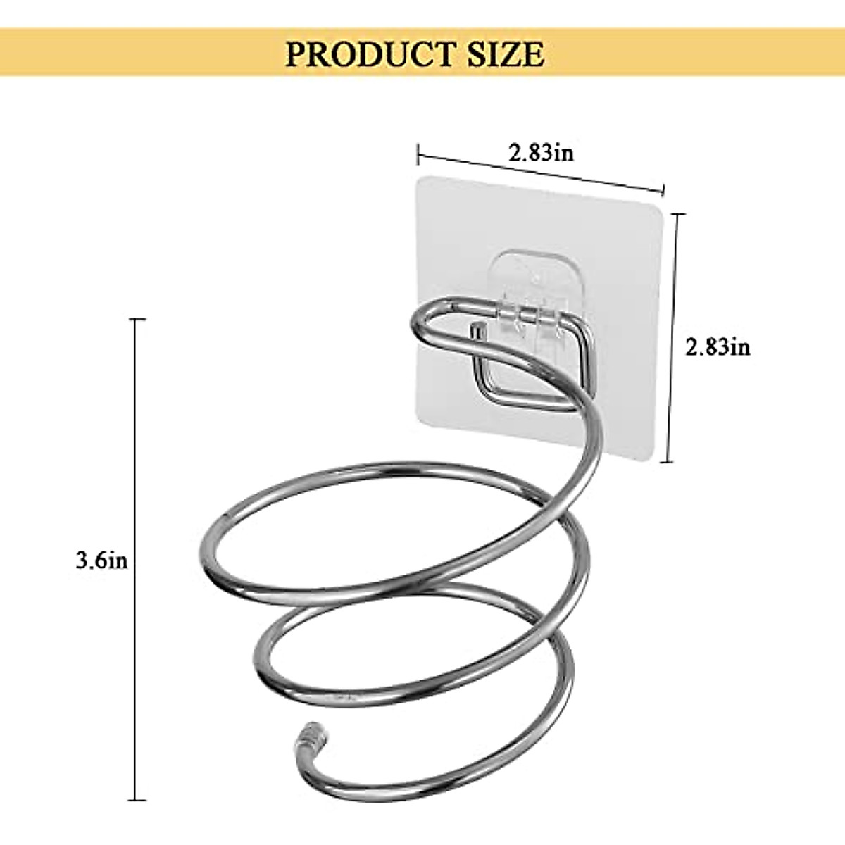 Aokeleilei Hair Dryer Holder Wall Mounteed,Self-Adhesive Stainless Steel Blow Dryer Rack, Compatible with Most Hair Dryers,Storage Organizer Rack for Bathroom (Silver)