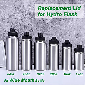 Replacement Lid Cap Compatible for Hydro Flask 12 16 18 20 32 40 64 oz Wide Mouth Water Bottle, Lid for Simple Modern, Takeya, Iron Flask and Other Brands Sports Water Bottle