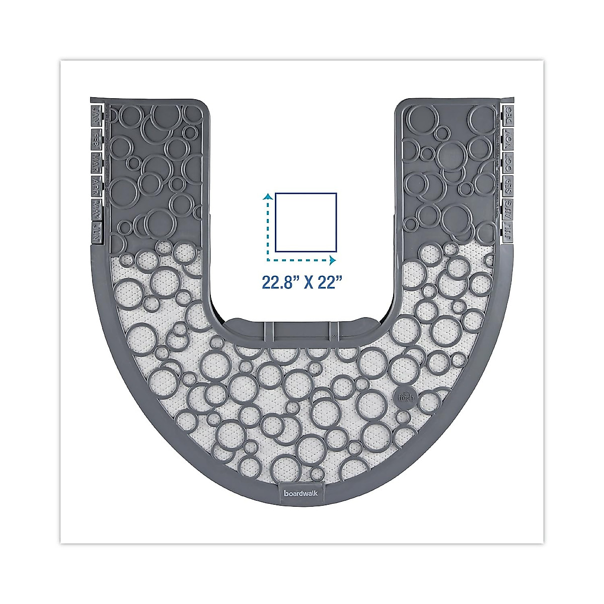 Boardwalk BWKCMGW 22 in. x 22 in. Commode Rubber Mat 2.0 - Gray/White (6/Carton)