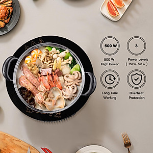 JOZOOES 500W / 120V Induction Cooktop - 7.7“ Mini Portable Countertop Burners Induction Hot Plate Electric Stove for RV,Office,Tea Room, Camp,Tea party