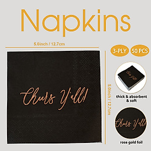 Cheers Y'all Napkins Wedding Cocktail Napkins Engagement Paper Disposable Party Napkins Bridal Shower, Bachelorette towel Decorations Supplies Set of 50 3 Ply