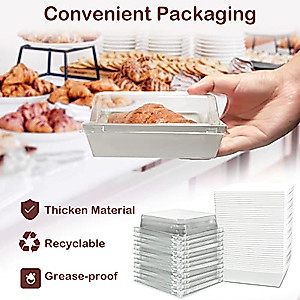 Pintuson 50 Pack Paper Charcuterie Boxes with Clear Lids 4.7 inch - Disposable Sandwich Box with Clear Lid - Individual Mini Charcuterie Boxes, White