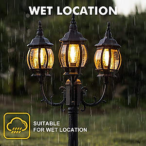 LUTEC LED Outdoor Post Light with Triple-Head, Hardwired Vintage Street Lights for Lawn Patio Yard Pathway Garden Black Light Pole with Clear Glass Panels - Black