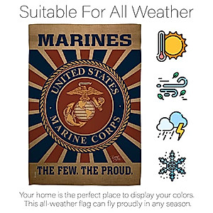 Breeze Decor Marine Corps Garden Flag Set Mailbox Hanger Armed Forces USMC Semper Fi United State American Military Veteran Retire Official House Banner Small Yard Gift Double-Sided, Made in USA
