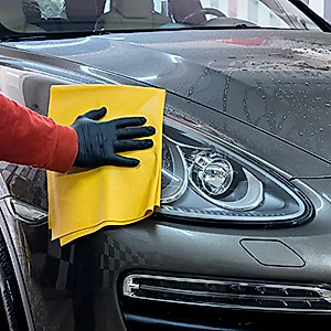 MarcoFiber Car Shammy Chamois Leather Set of 2- Absorber Chamois - Car Drying Shammy - Car Wash Leather - Shami Towel - Miracle Absorber Towel, Dry Chamois Cleaner (Yellow)