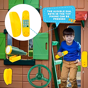 Restroma Playground Accessories Swingset Steering Wheel Plastic Telescope Telephone Swingset Phone Toy for Kids Outdoor Playground Backyard Treehouse