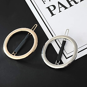 GIYOMI 2 Pcs Minimalist Hair Clip for Women and Girls, Newly designed Hollow Hoop Round Circle Geometric Metal Hair Clip Bobby Pin Ponytail Holder Hair Accessories(Gold & Silver)