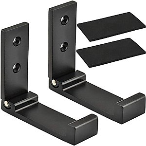 Latomex Folding Coat Hooks, Foldable Wall Hooks for Hanging Aluminum Alloy Cloth Hanger Coat Hanger Headphones Holder Headset Wall Hanger Hook- Pack of 2 (Black)