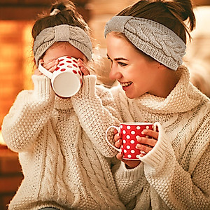 Whaline 4 Pack Winter Knit Headbands Twist Cable Head Wraps Fuzzy Lined Headband Knotted Crochet Turban Thick Ear Warmer Elastic Hair Band Accessories for Girls Women