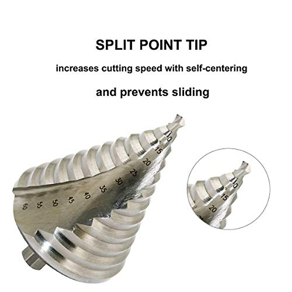 OCGIG Large Spiral Groove Step Drill HSS Cone Bit Hole Cutter Stepped Up Unibit 6-60mm 12 Steps for Aluminium Metal Wood PVC