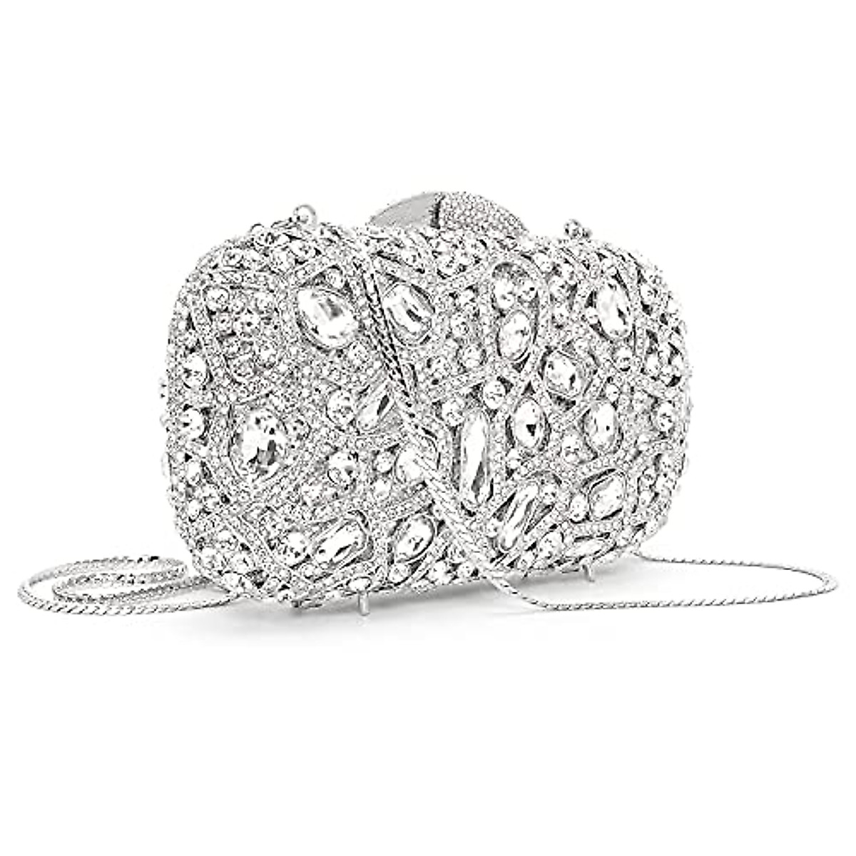 MOSSMON Luxury Crystal Clutch Rhinestones Evening Bag (silver)